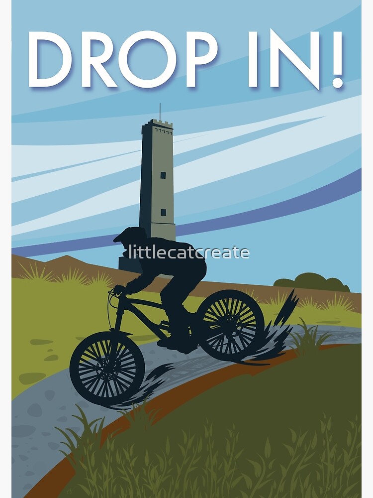 "Drop in! MTB mountain bike poster" Poster by littlecatcreate | Redbubble