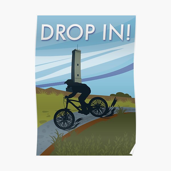 "Drop in! MTB mountain bike poster" Poster by littlecatcreate | Redbubble