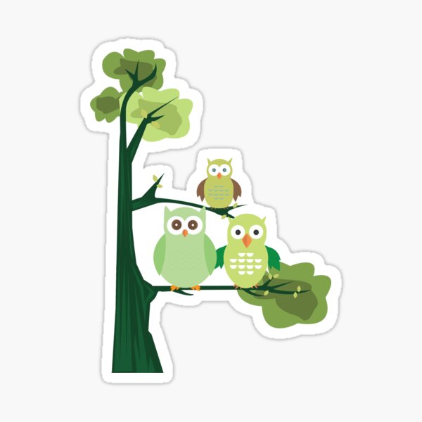 "Green Owls" Sticker by Adamzworld | Redbubble