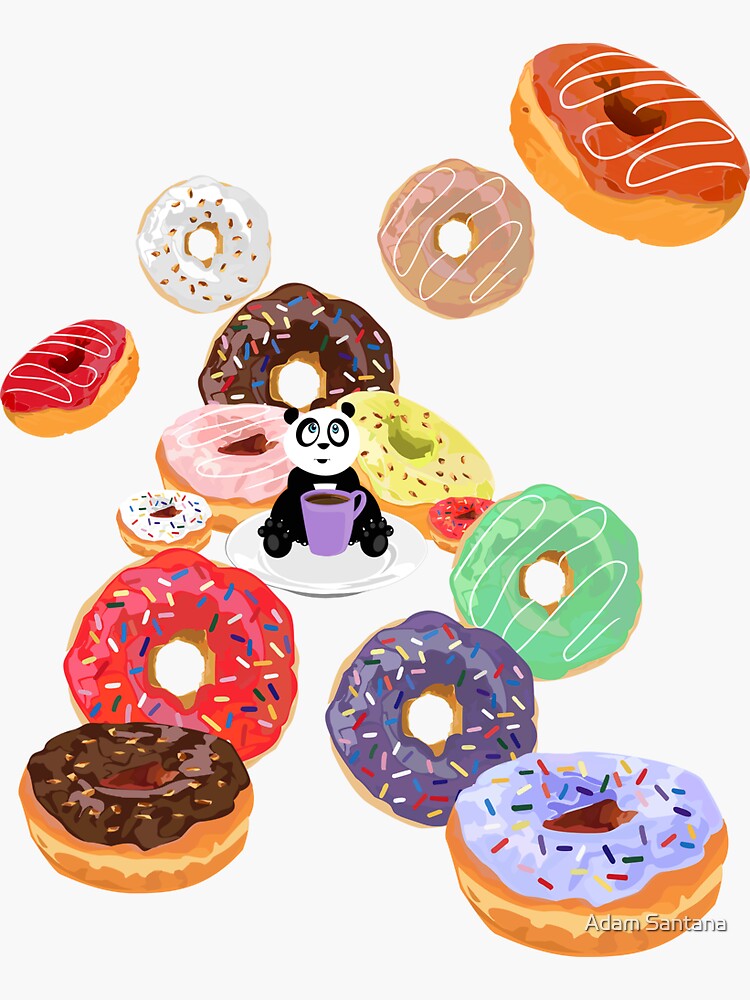 "Panda & Donuts" Sticker for Sale by Adamzworld | Redbubble