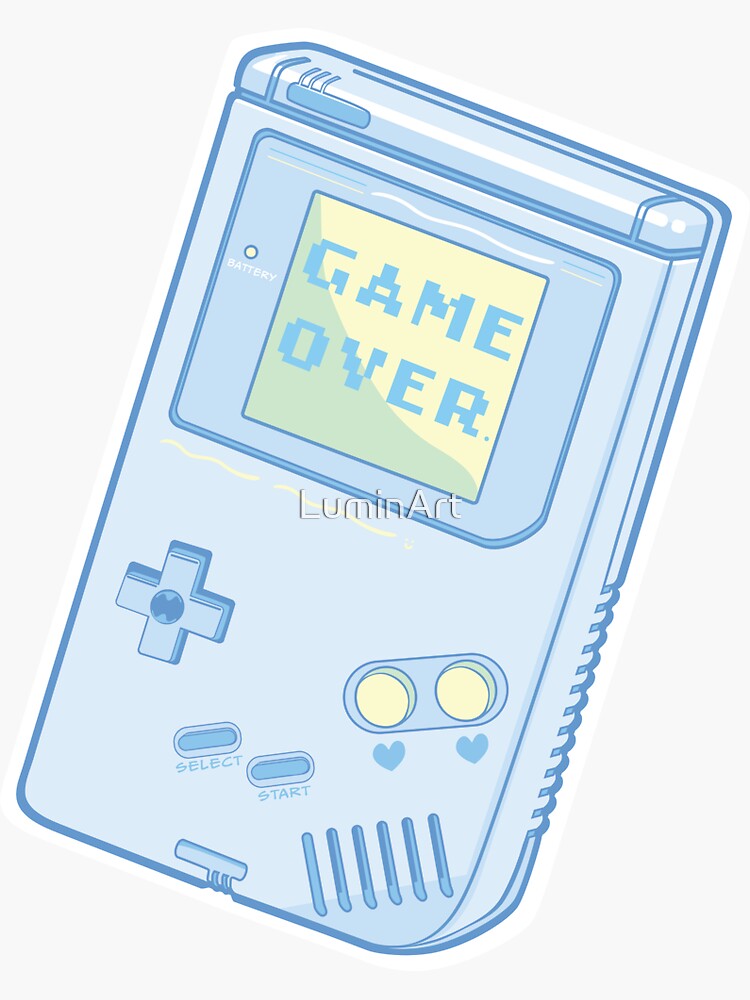 "Blue Pastel Game Over Retro Gameboy Illustration" Sticker for Sale by ...