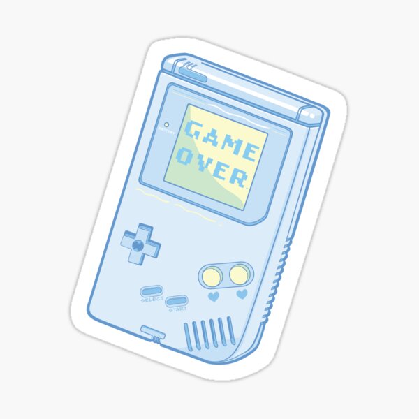 "Blue Pastel Game Over Retro Gameboy Illustration" Sticker for Sale by ...