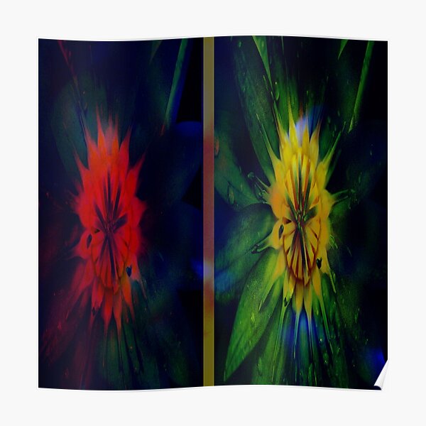"Red Yellow Two Flower Background" Poster by GrtechK | Redbubble