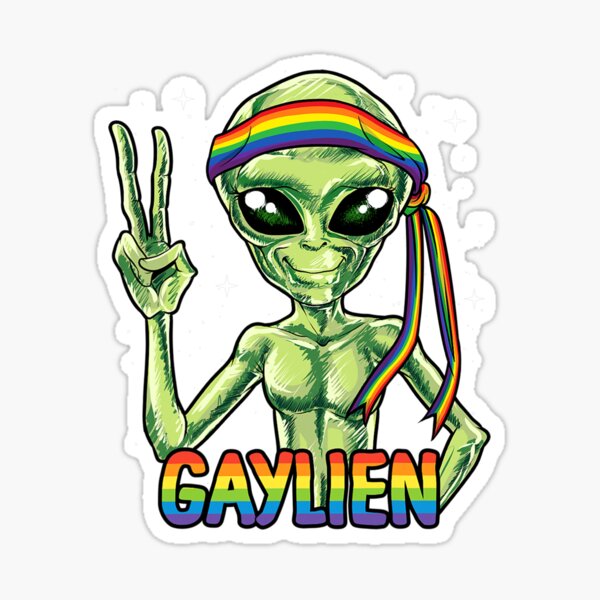 "Gaylien Alien Lgbt Gay Pride Rainbow Flag Ufo Lover 1" Sticker for ...