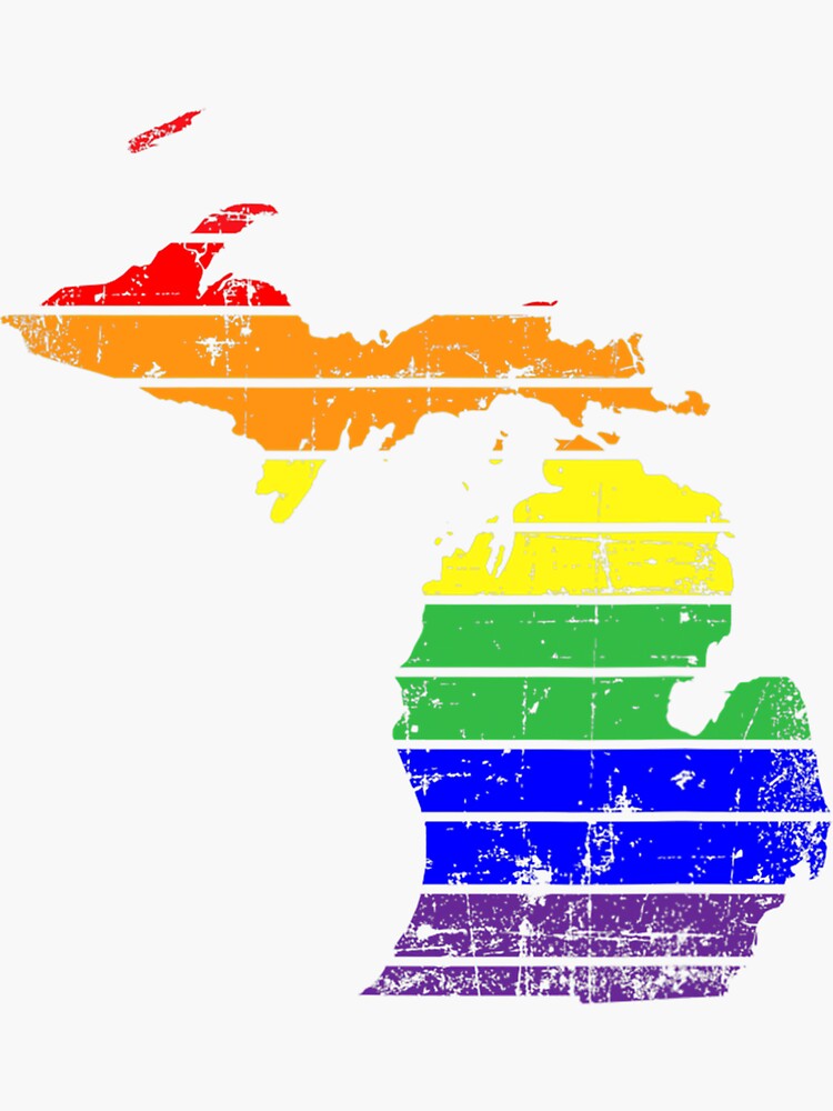 "Distressed Michigan Lgbt Rainbow Gay Pride" Sticker by groundstore ...