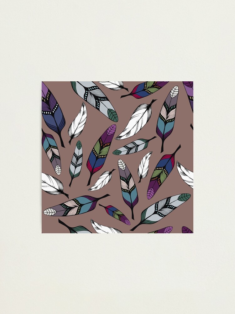"Colorful tribal feathers print. Vector illustration" Photographic ...