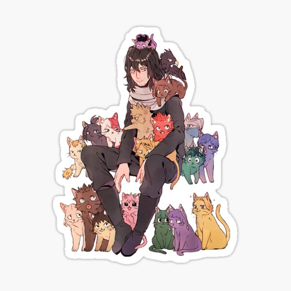 "Academia My Hero Todoroki Cute With Cat" Sticker for Sale by Marry1102 ...