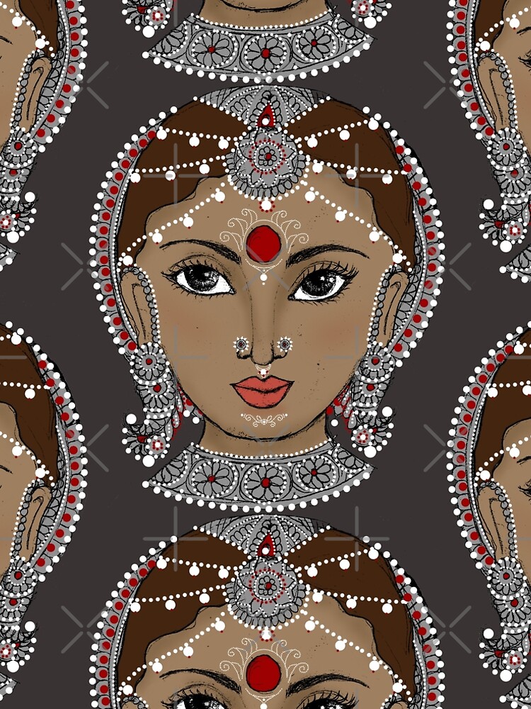 "Sketch Face : Traditional Beautiful Indian Women Face" A-Line Dress ...