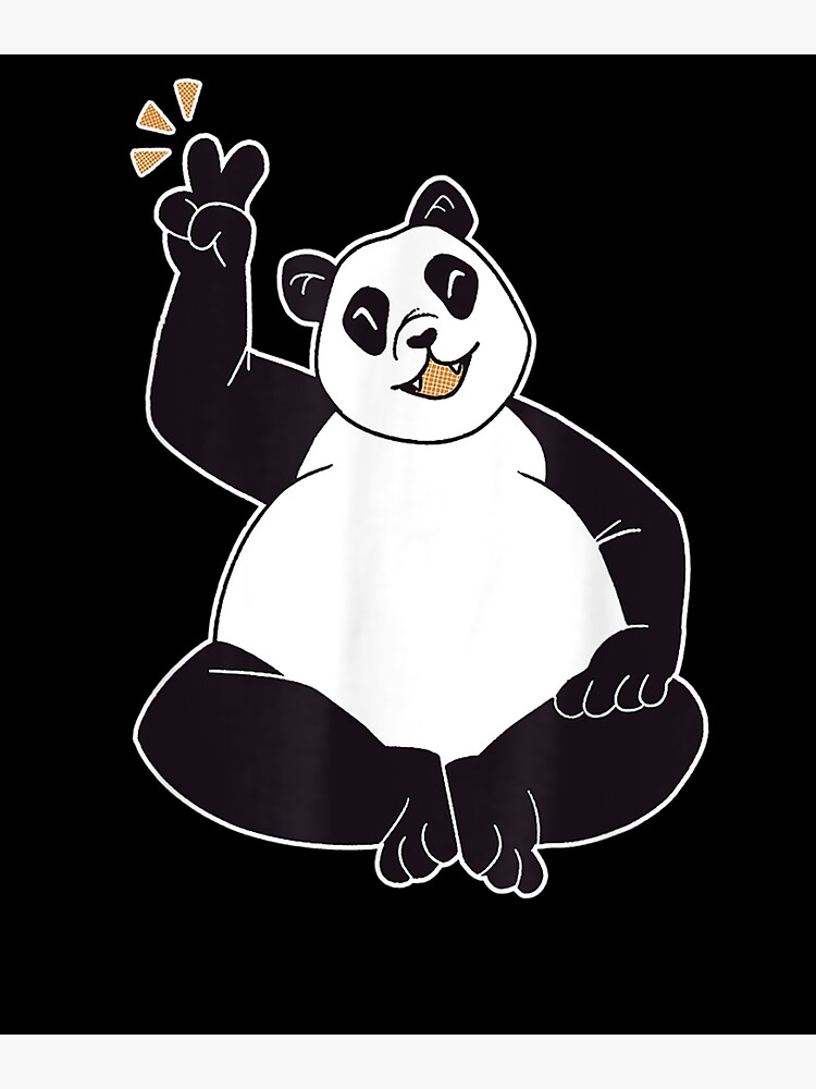 "Cute Happy Panda Bear Giving A Peace Sign Illustration " Poster for ...