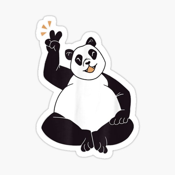 "Cute Happy Panda Bear Giving A Peace Sign Illustration " Sticker for ...