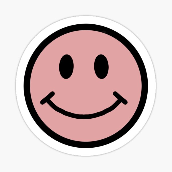 "Pink smiley face" Sticker by dalilahc | Redbubble