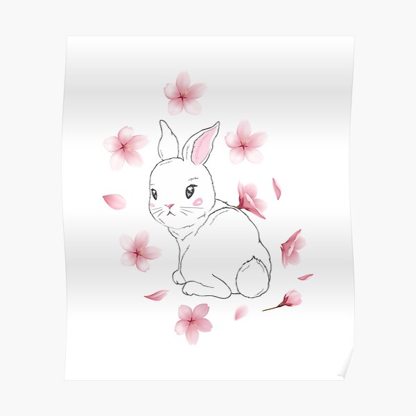 "Sakura Flowers Bunny - Cherry blossom" Poster by salaheddine03 | Redbubble