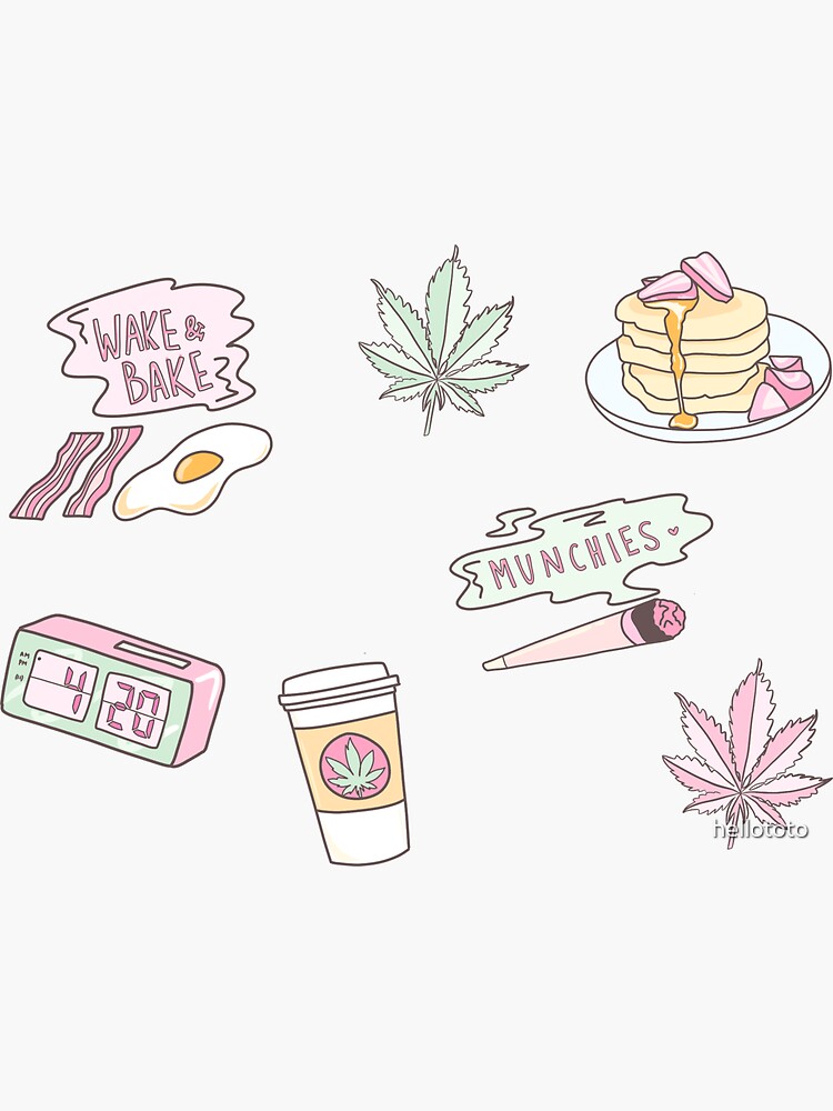 "Good Morning Kawaii 420 Stoner Sticker Set " Sticker for Sale by ...