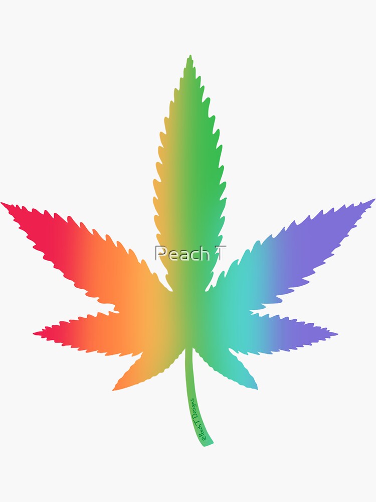 "LGBTQ+ Rainbow Kush Gradient Weed Leaf" Sticker by ontheledge | Redbubble