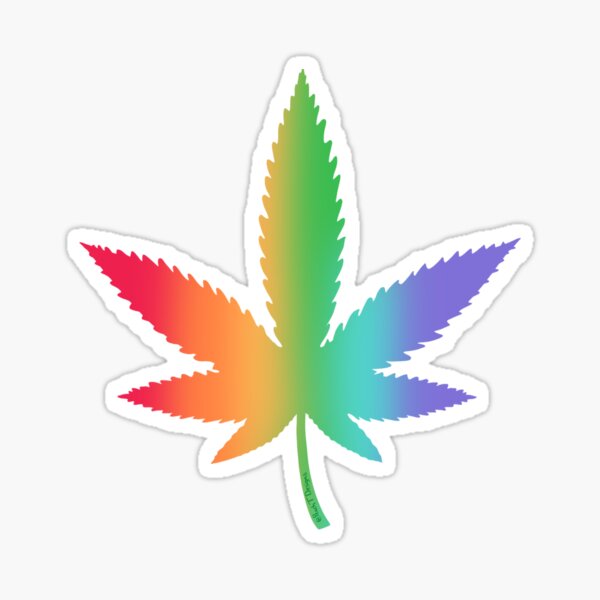 "LGBTQ+ Rainbow Kush Gradient Weed Leaf" Sticker by ontheledge | Redbubble