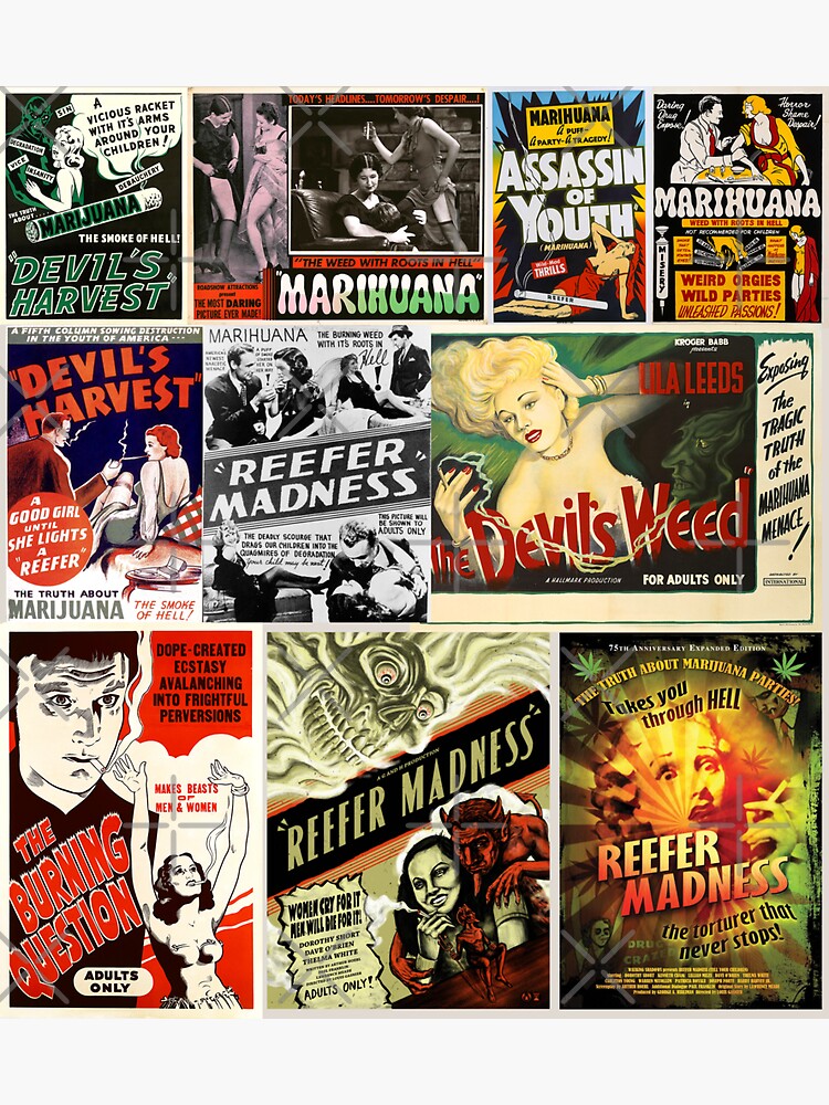 "Anti marijuana vintage film posters collage" Sticker by Try-It | Redbubble