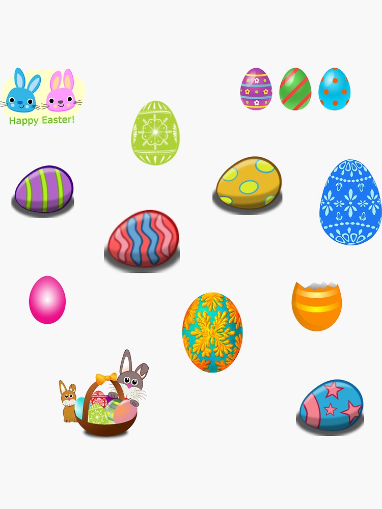 "Eggcellent Easter Colored Eggs Sticker Pack" Sticker by Christienne ...