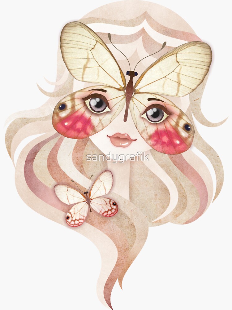 "Merolina Moth Girl" Sticker for Sale by sandygrafik | Redbubble