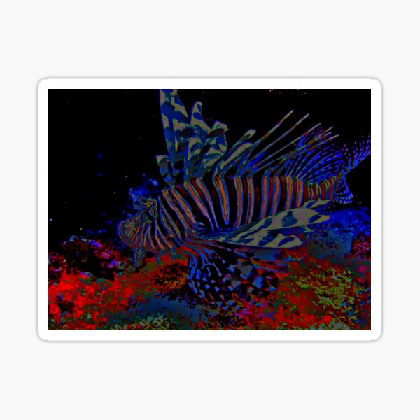 "neon tropical lionfish 1 DIGITAL TRENDs " Sticker for Sale by ...