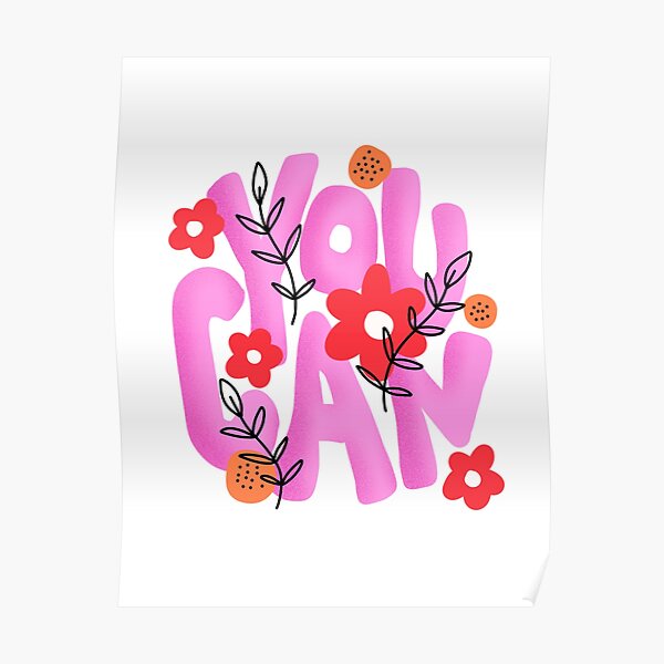"you can do it motivational stickers fo girl, colorful quote you can ...