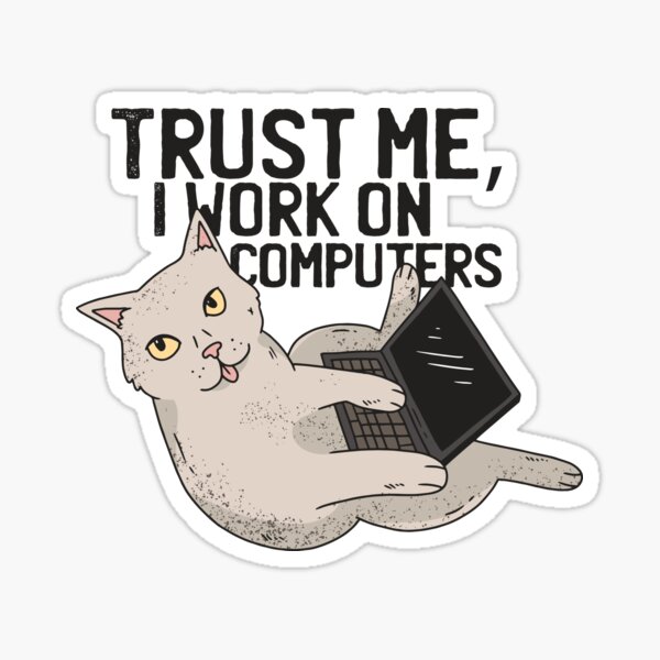 "COMPUTER CAT" Sticker for Sale by turbineur | Redbubble