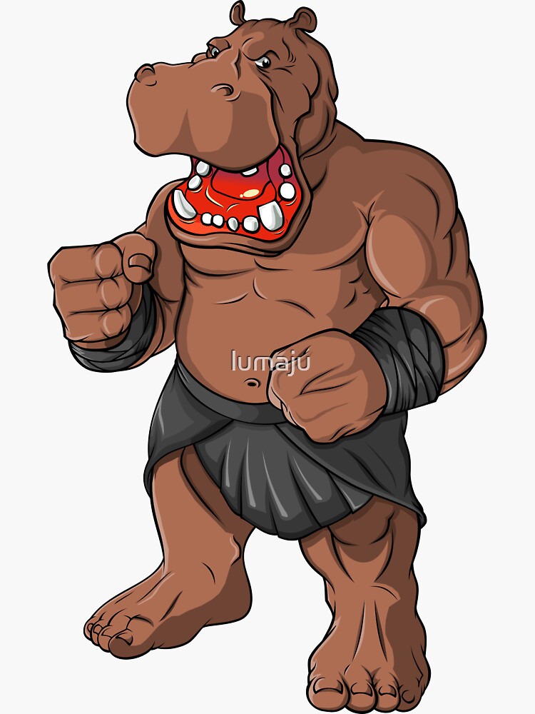 "hippoman" Sticker for Sale by lumaju | Redbubble