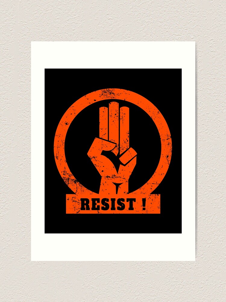 "Resist, Powerful Raised fist 3 Fingers Salute Design - Peace and ...