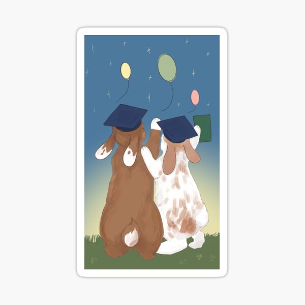 "BUNNY GRADUATION CARD/GIFTS " Sticker by PeckishGoose10 | Redbubble