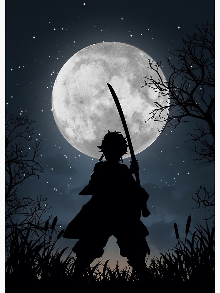"Tanjiro Kamado Shadow and The Moon" Poster by GregorKirby | Redbubble