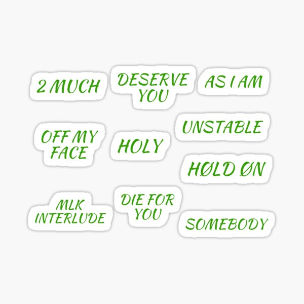 "Justice tracklist : Part 1" Sticker by AmanSidhu | Redbubble