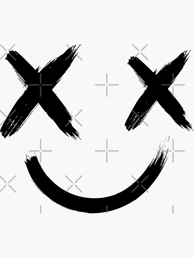 "XX Smiley Embroidered/Happy Face Emoji/Black Gothic Smile/Japanese ...