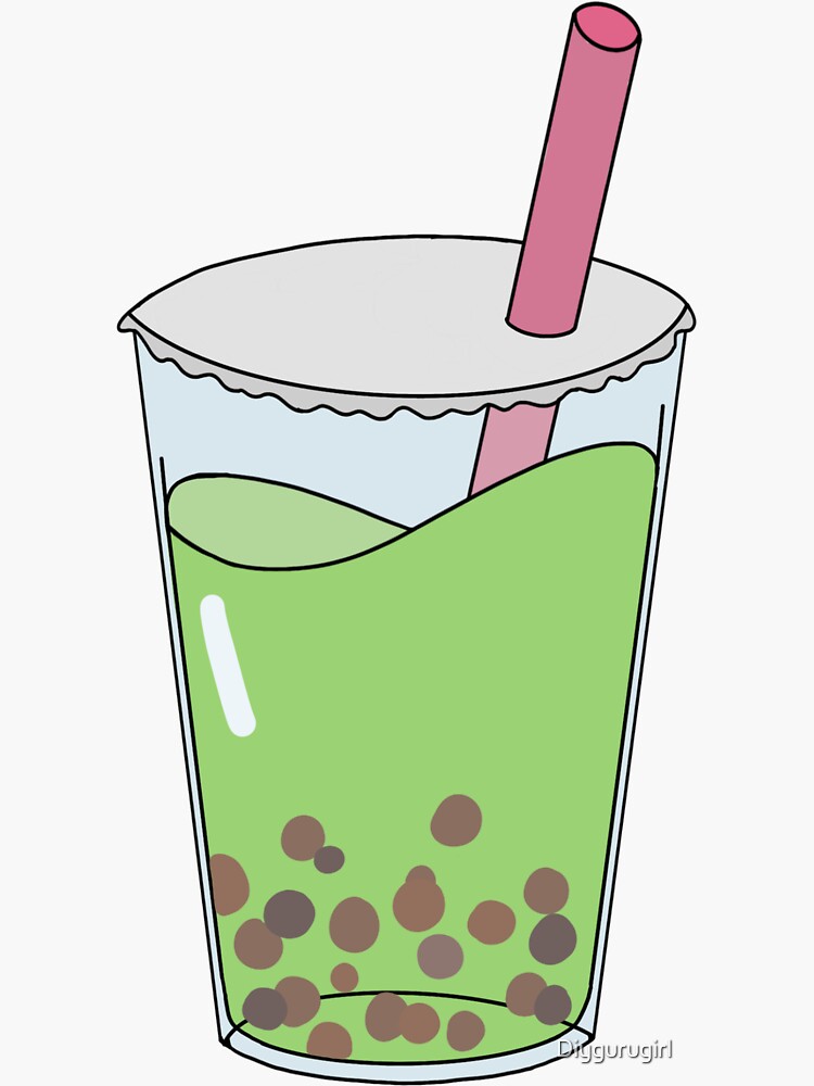 "bubble tea (matcha milk tea)" Sticker for Sale by Diygurugirl | Redbubble