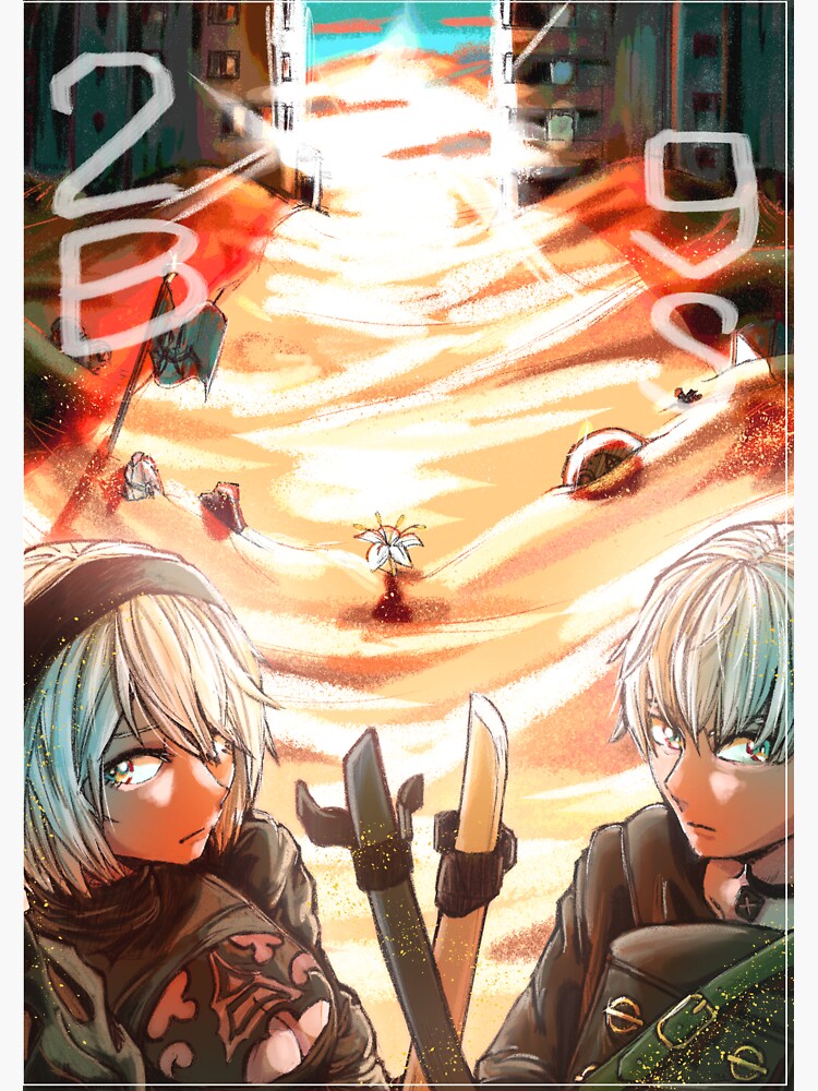 "Nier Automata 2B9S Desert City" Sticker by DanielDanboi | Redbubble