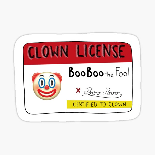 "Clown License" Sticker for Sale by carlagrcia | Redbubble