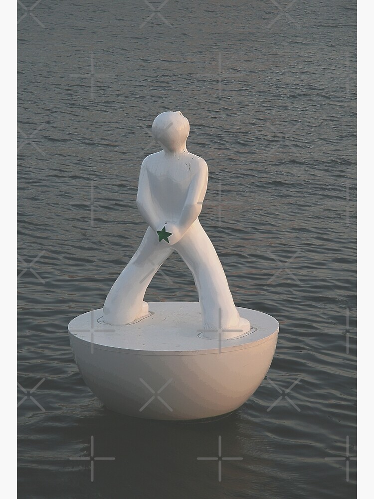 "A white floating Stargazer statue, Barcelona quay" Poster by MsKapolo ...