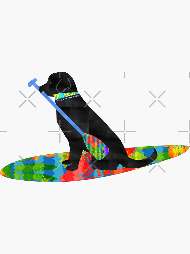 "Colorful Stand Up Paddle Board Preppy Black Lab" Sticker for Sale by ...