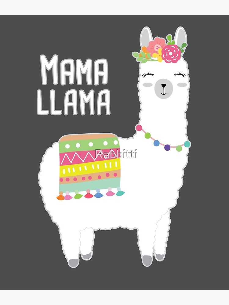 "Mama LLama Happy Mothers Day Mom Pretty LLama with Flowers" Poster for ...