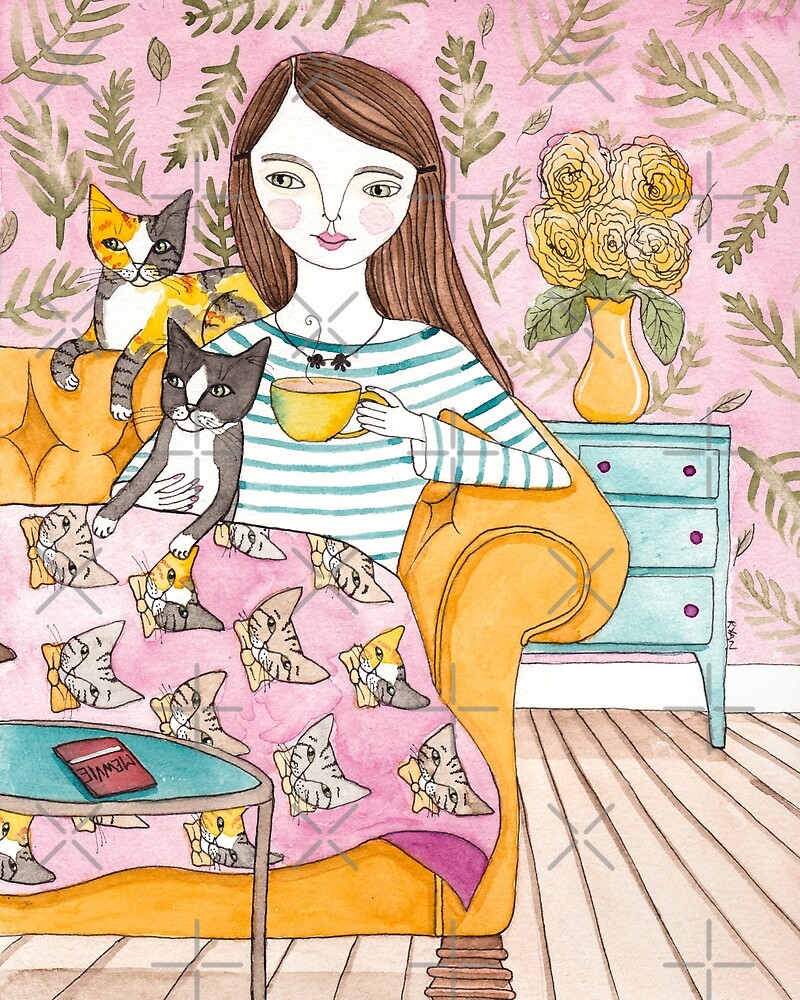 "Movie Night With the Cats" by kilkennycat | Redbubble