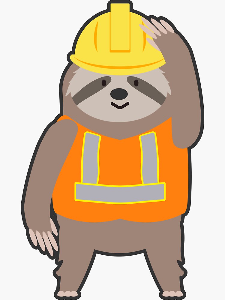 "Construction worker Sloth Sloth builder" Sticker for Sale by Mrkram ...