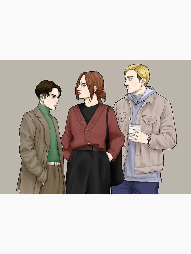 Póster «Levi, Hanji, Erwin Modern AU» de hanjinart | Redbubble