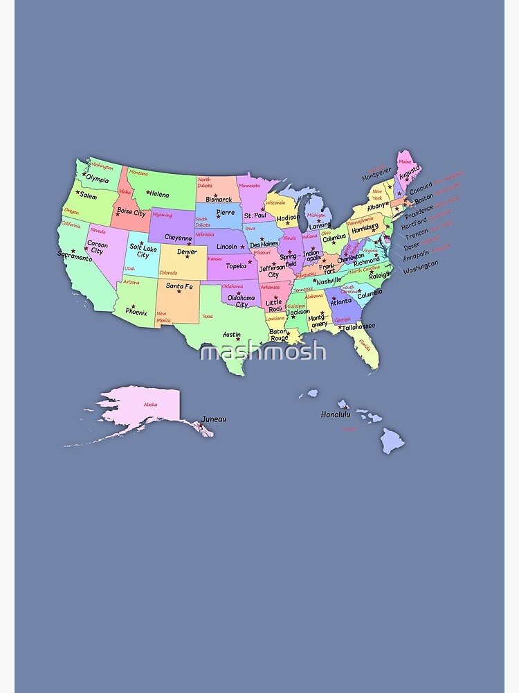 United States Map With State Names And Cities