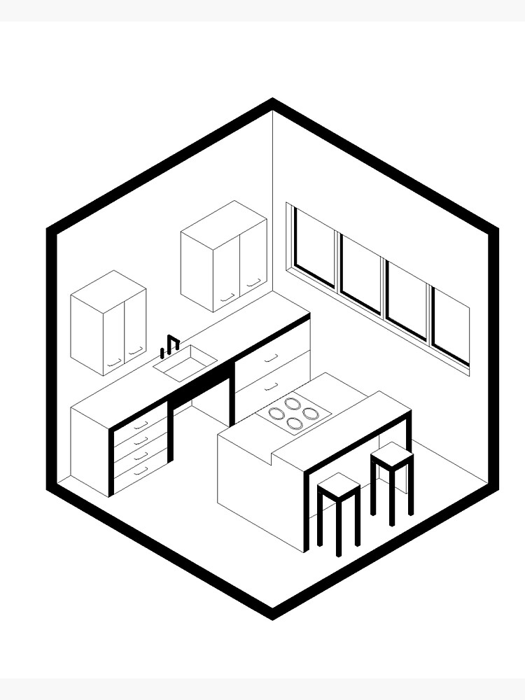 "Axonometric kitchen" Sticker for Sale by JULITA1999 | Redbubble