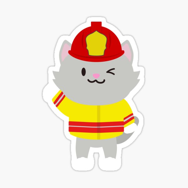"Fire Brigade Cat Fireman Kitty Kitten" Sticker for Sale by Mrkram ...