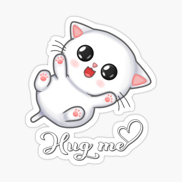 "Hug Me Cute Kitty" Sticker for Sale by TouringDesigns | Redbubble