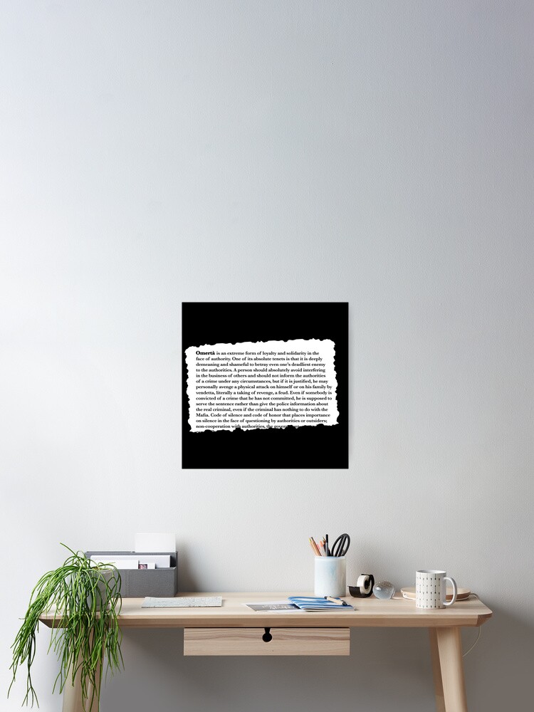 "Omerta Code of silence - form of loyalty and solidarity" Poster for ...