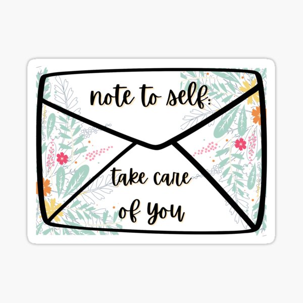 "Note to Self: Take Care of You Floral Envelope Rectangle Sticker ...