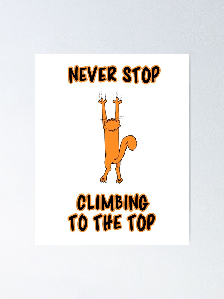 "Never Stop Climbing To The Top Cat" Poster by Awsome-Prints | Redbubble