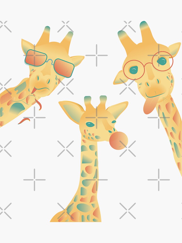 "Three Funny Giraffes Illustration" Sticker for Sale by PinaColadaArtS ...