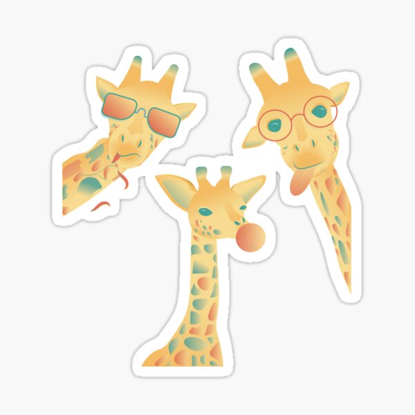 "Three Funny Giraffes Illustration" Sticker for Sale by PinaColadaArtS ...