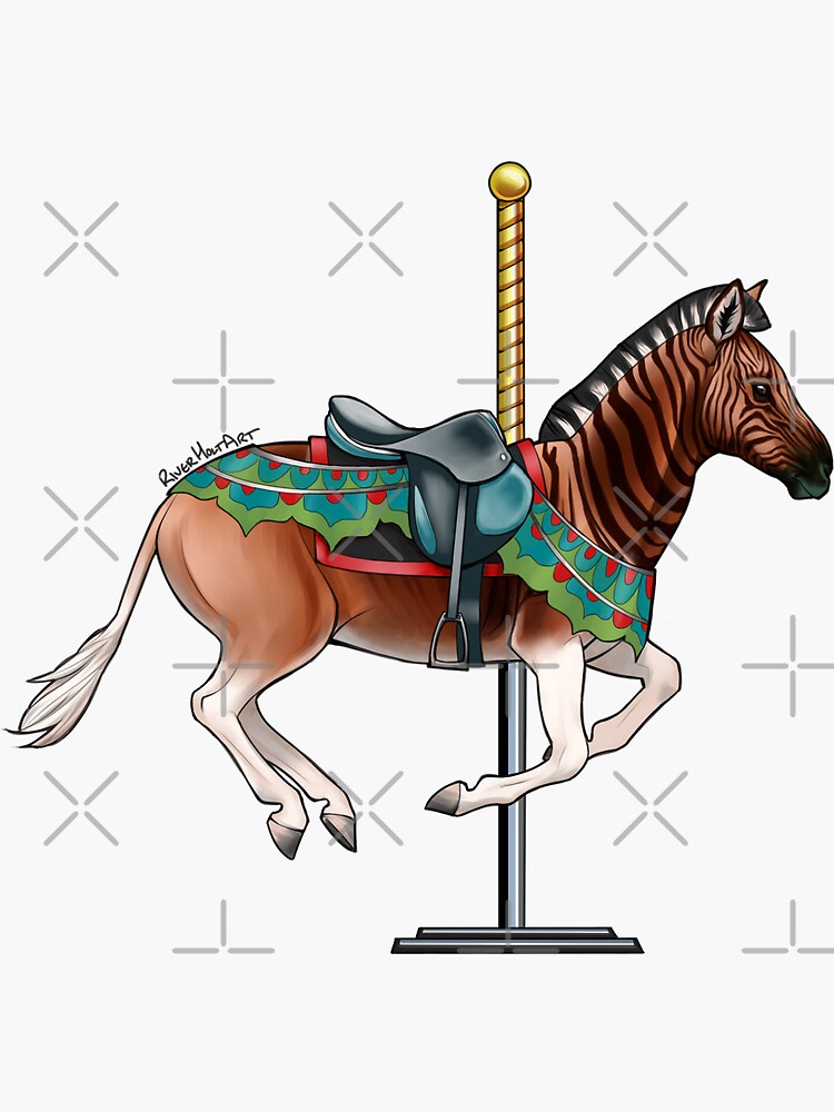 "Haunted Carousel: The Quagga" Sticker by RiverHoltArt | Redbubble